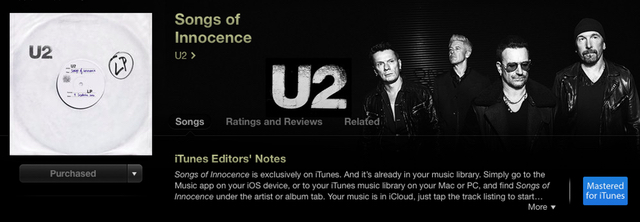 Business side of Apple's exclusive launch of U2's 'Songs of Innocence ...