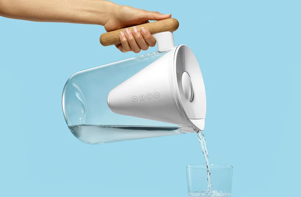 Save money with this sleek water filter pitcher made of shatterproof ...