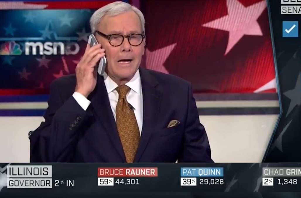 The moment NBC anchor Tom Brokaw's cellphone rings during election ...