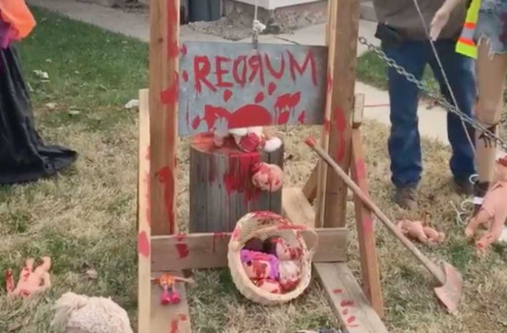 Family under fire for Halloween decoration showing beheaded babies ...