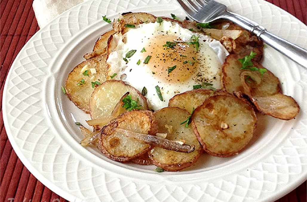 Potato Coins with Fried Eggs