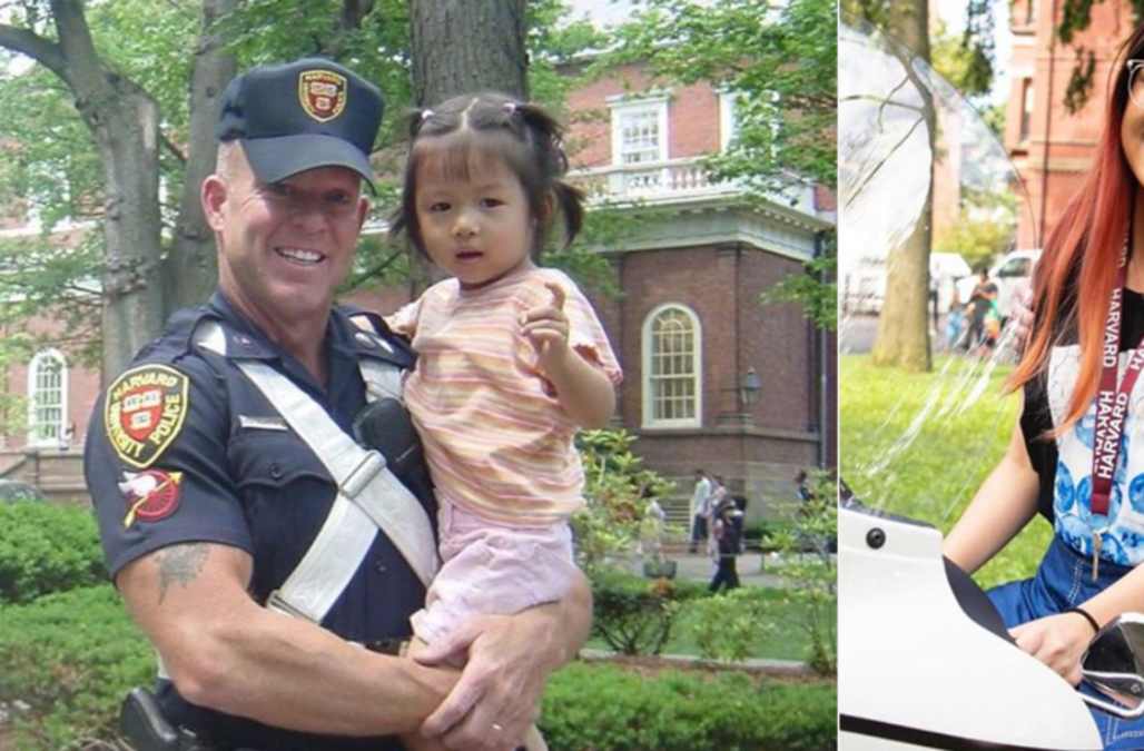 Harvard police officer recreates 15-year-old photo with girl who's now ...
