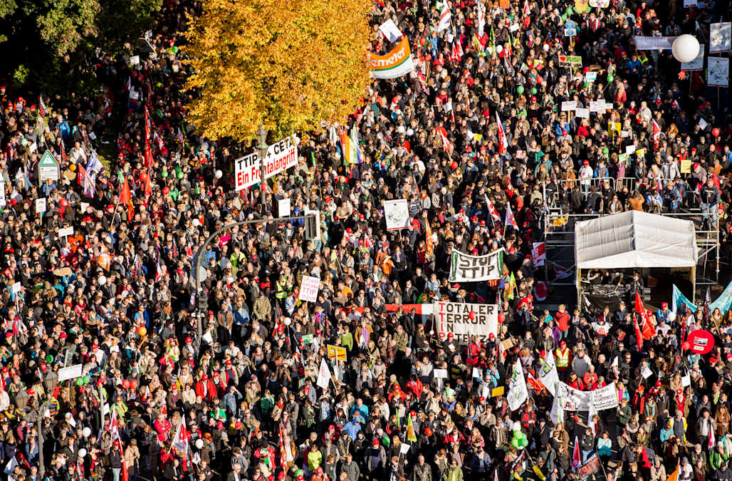 Hundreds of thousands protest in Berlin against EU-U.S. trade deal - AOL