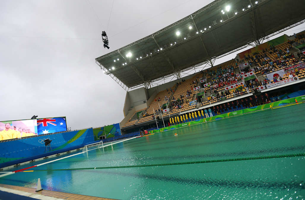 Green pools caused by hydrogen peroxide dump-Rio organizers