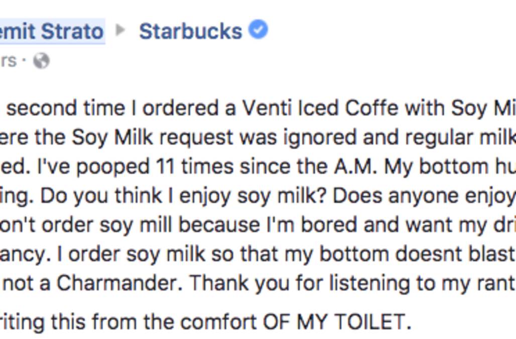 Man alleges Starbucks has made him poop '11 times since the AM,' goes ...