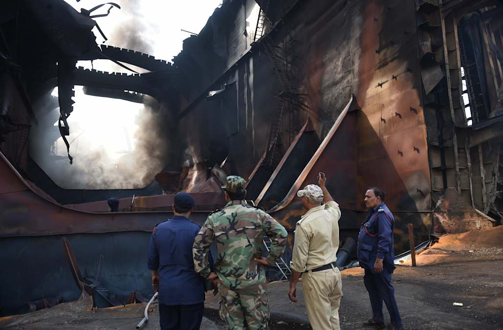 Aftermath of explosion at Pakistani ship-breaking yard